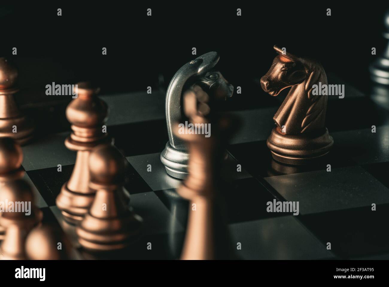 business game competitive strategy with chess board game with blur ...