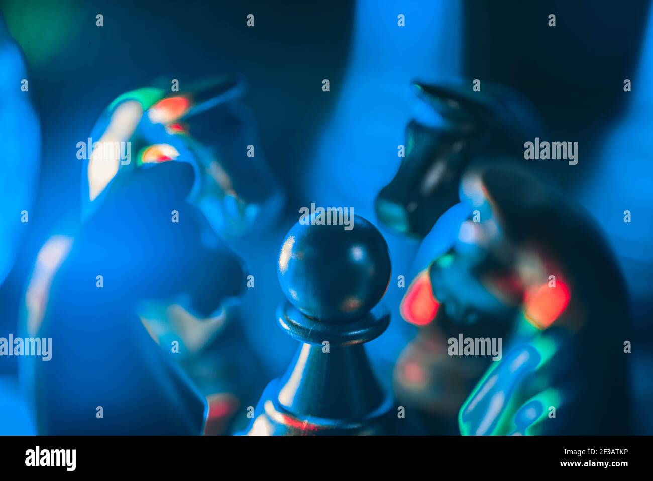 business game competitive strategy with chess board game with blur ...