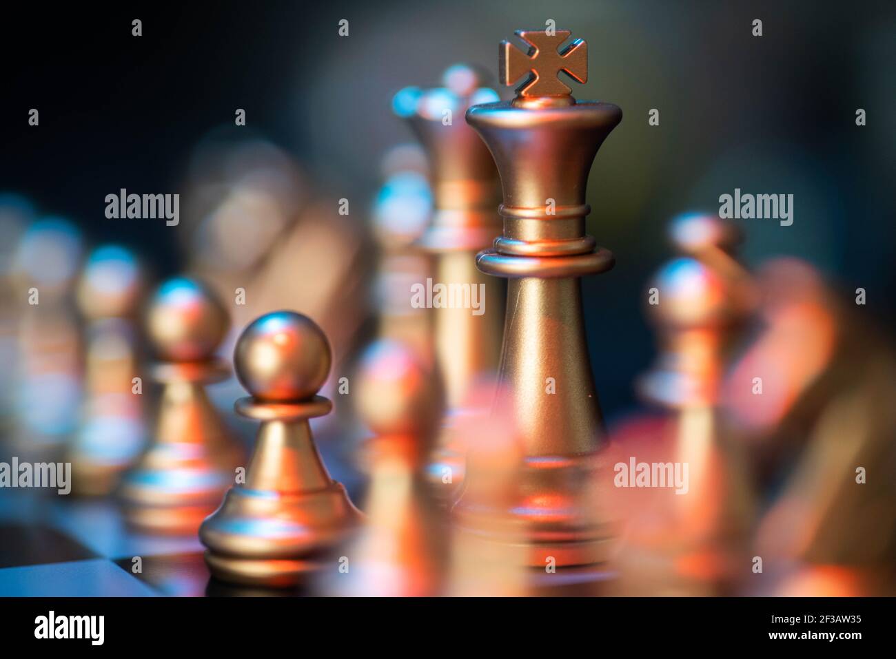 business game competitive strategy with chess board game with blur ...