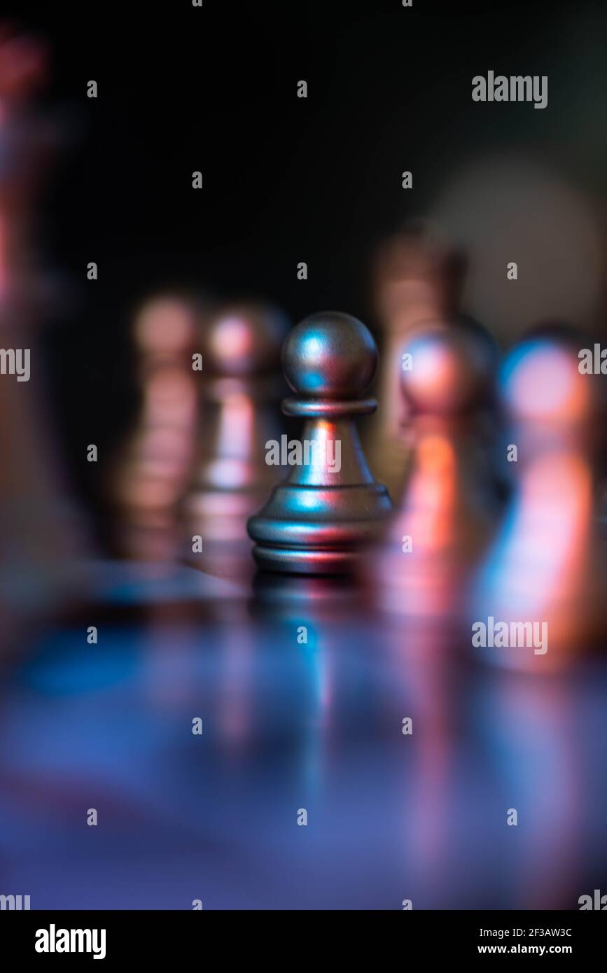 business game competitive strategy with chess board game with blur ...