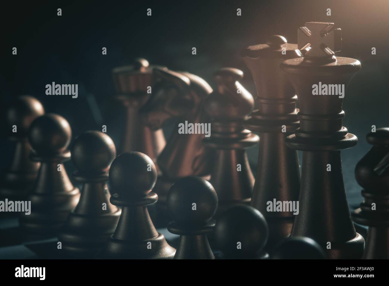 business game competitive strategy with chess board game with blur ...