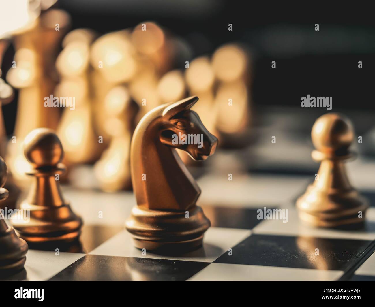 business game competitive strategy with chess board game with blur ...