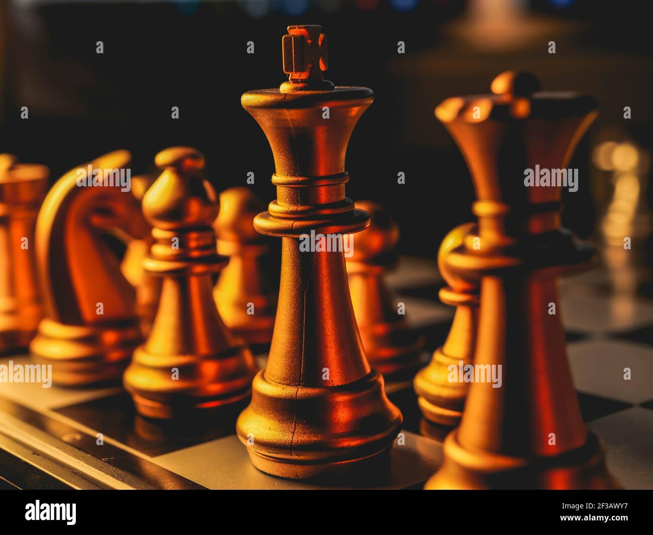 business game competitive strategy with chess board game with blur ...