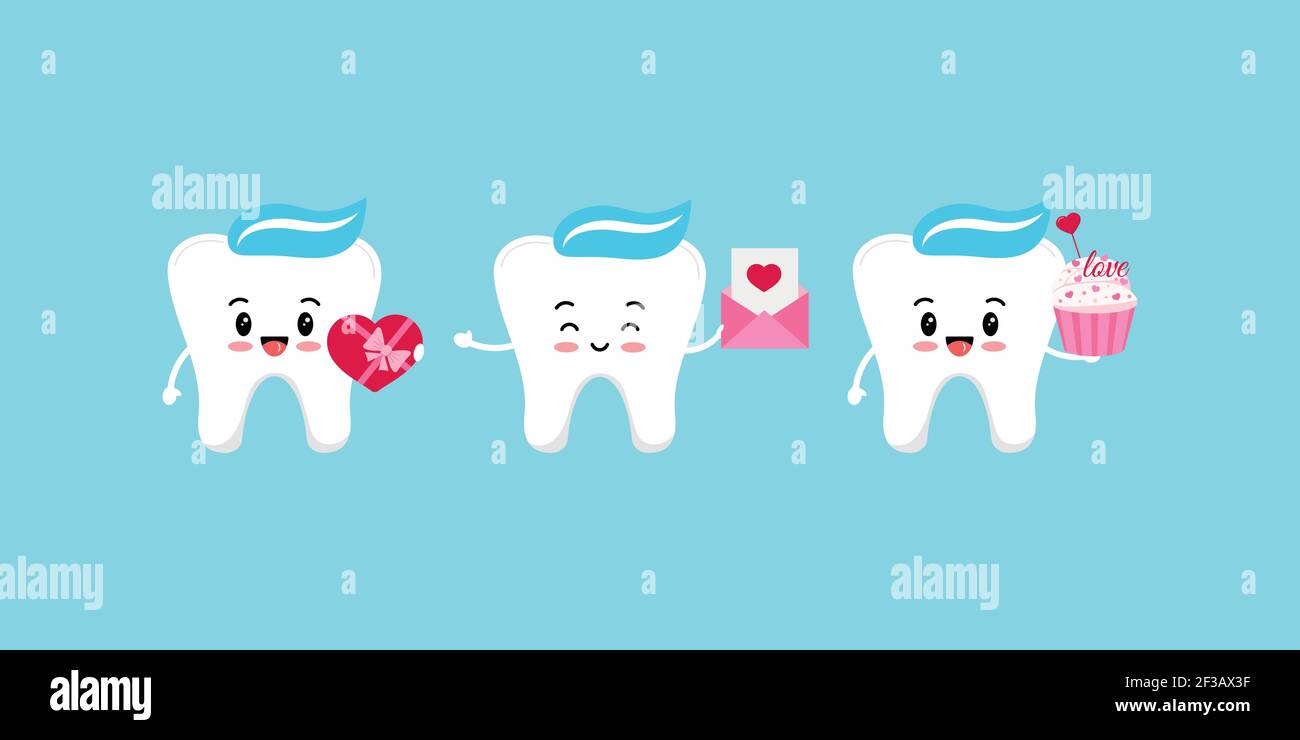 Teeth with gifts dental icon set isolated Stock Vector Image & Art - Alamy