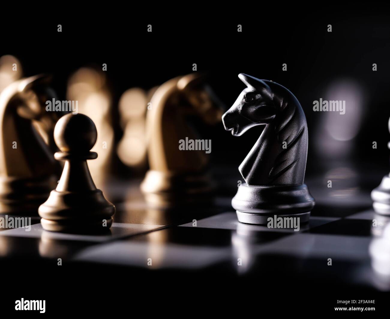 business game competitive strategy with chess board game with blur ...