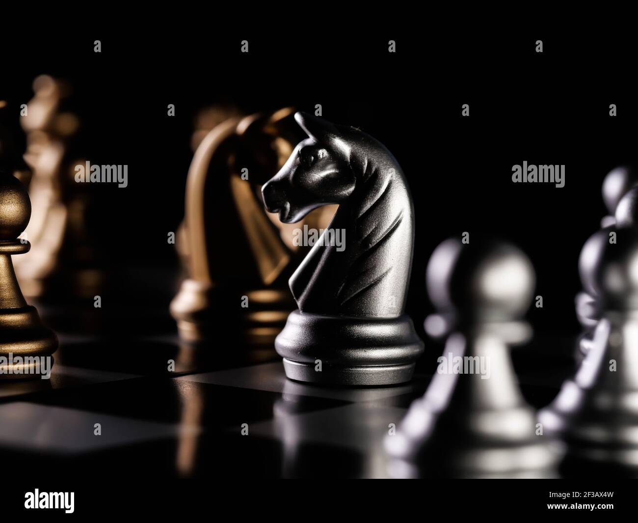 business game competitive strategy with chess board game with blur ...