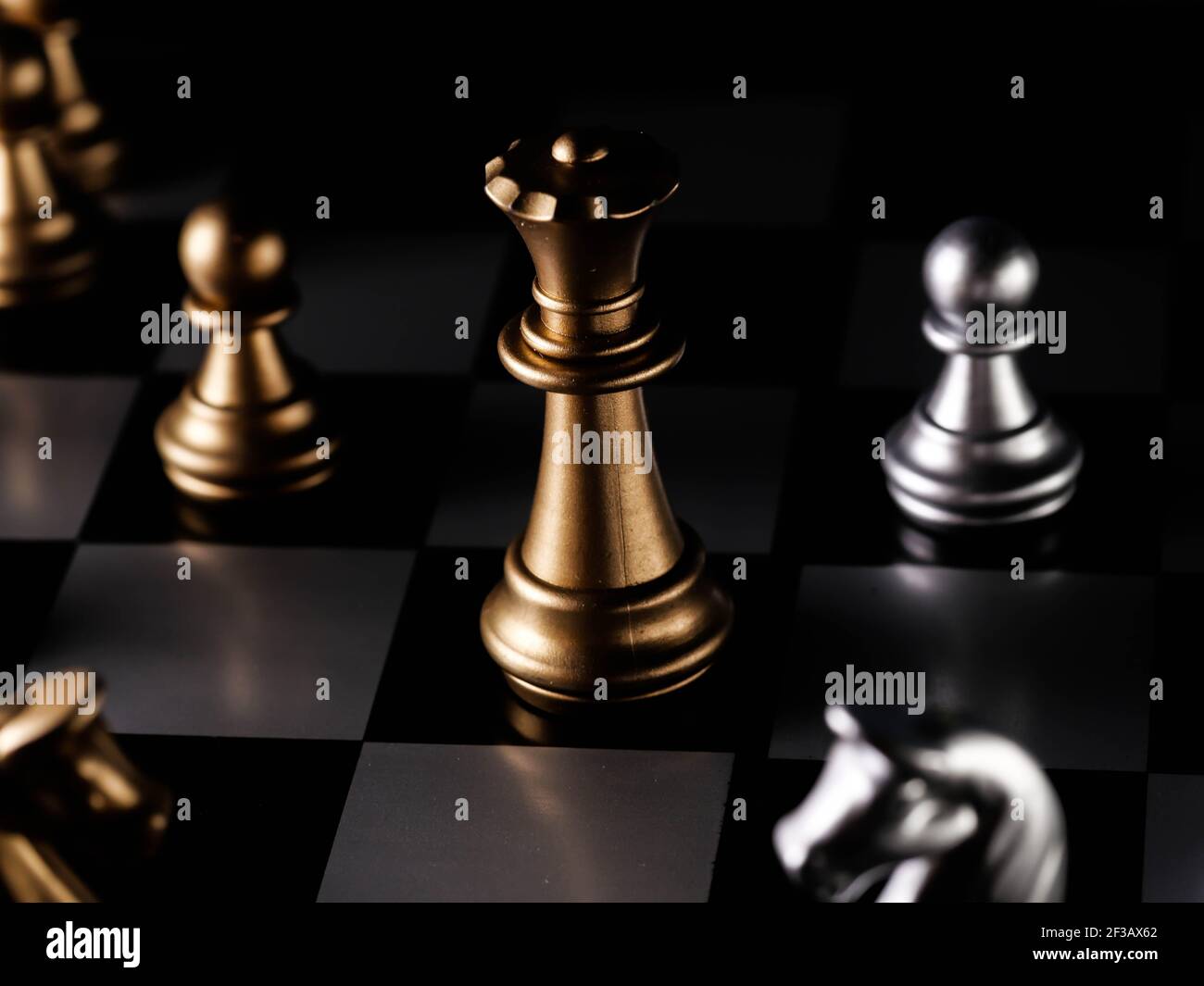 business game competitive strategy with chess board game with blur ...