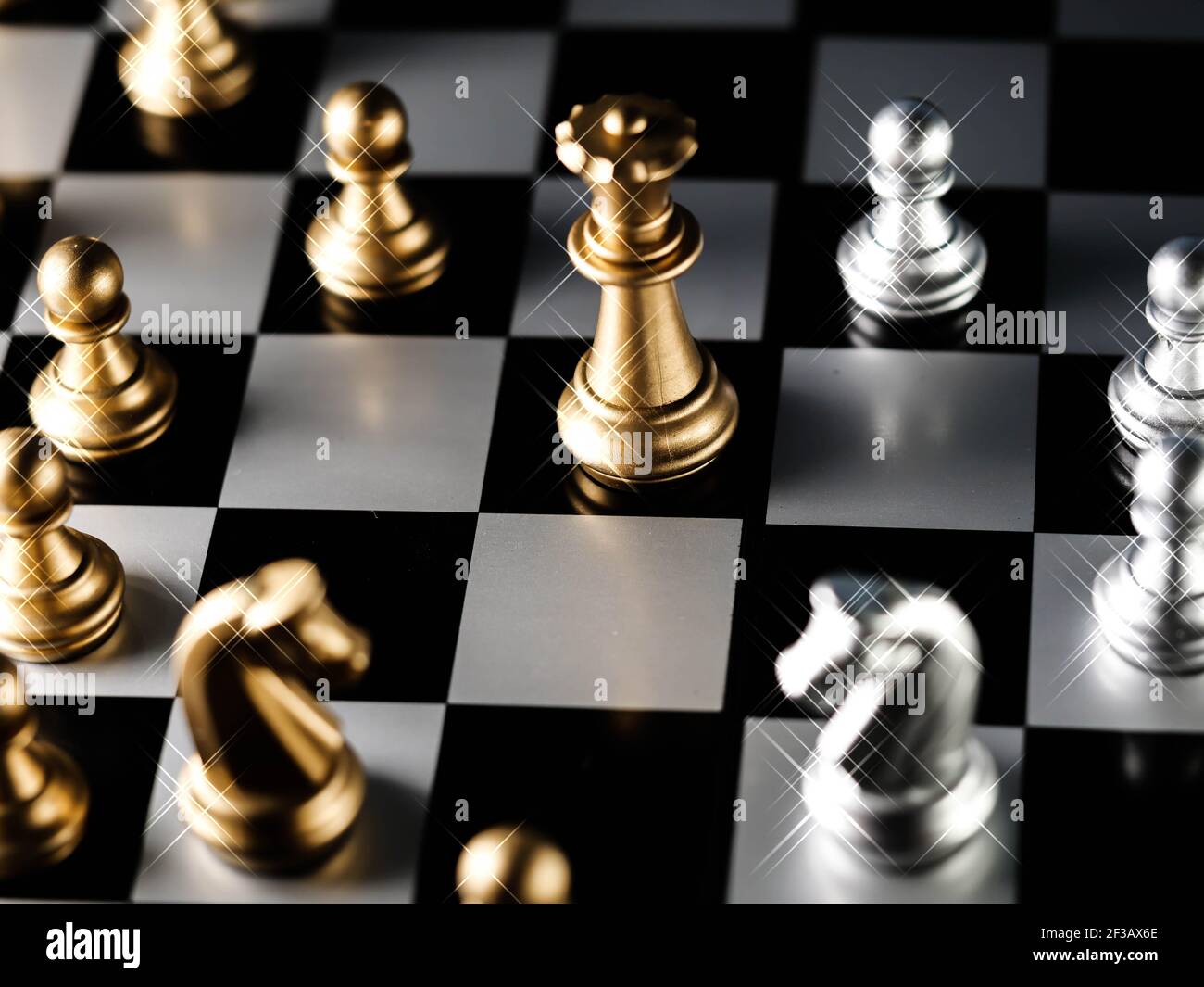 business game competitive strategy with chess board game with blur ...
