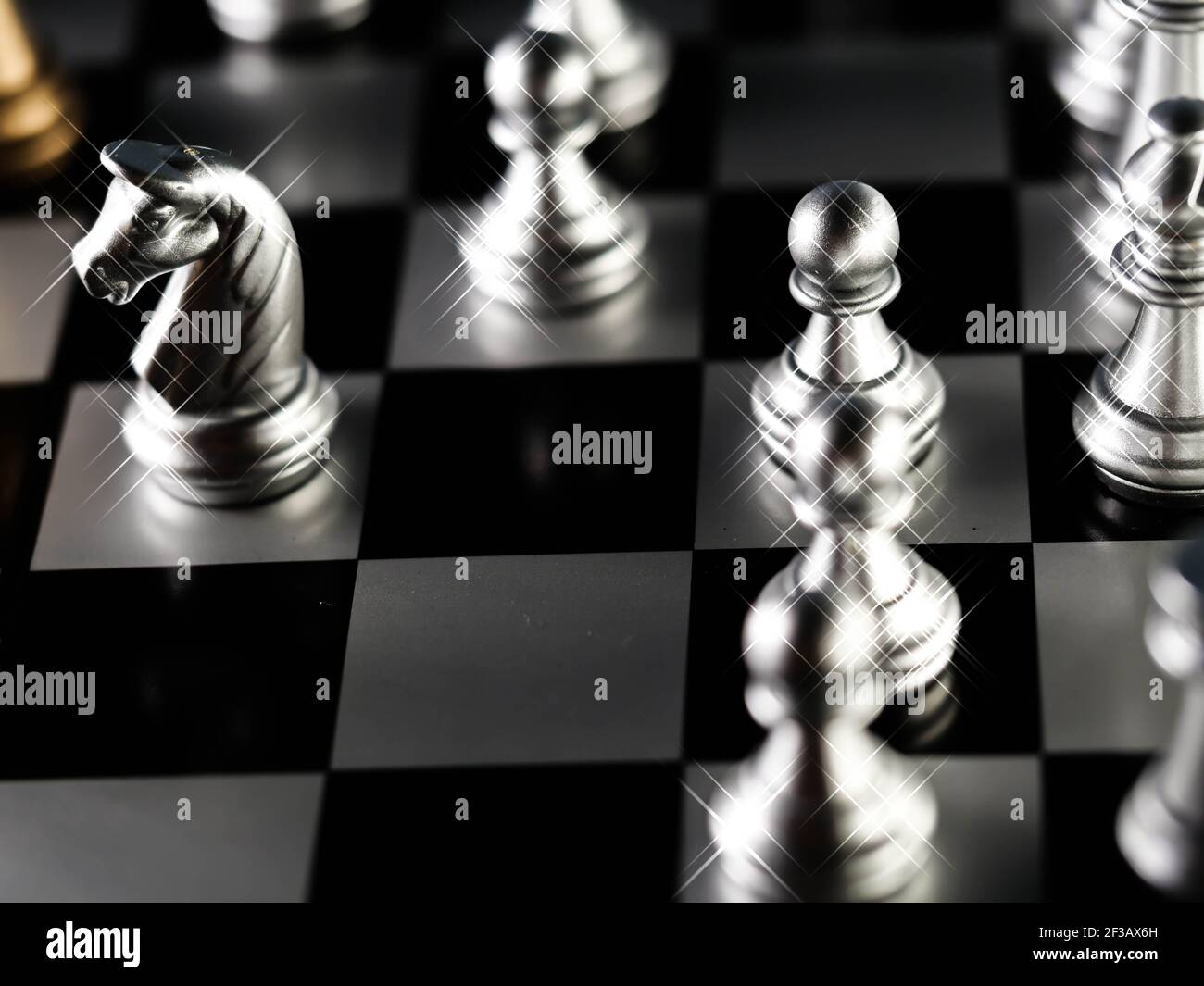 business game competitive strategy with chess board game with blur ...