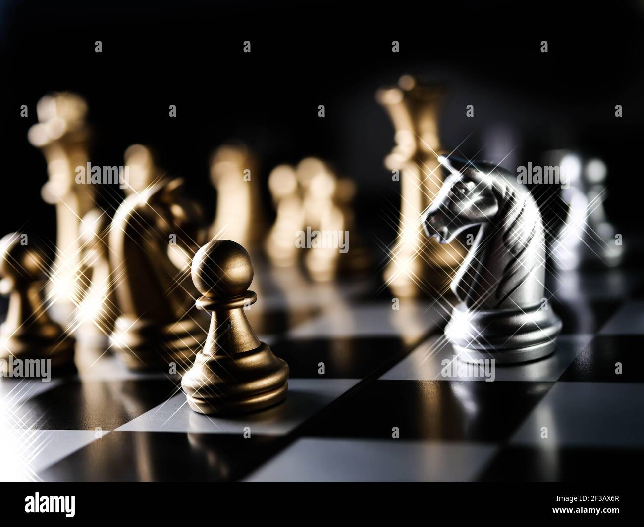 business game competitive strategy with chess board game with blur ...