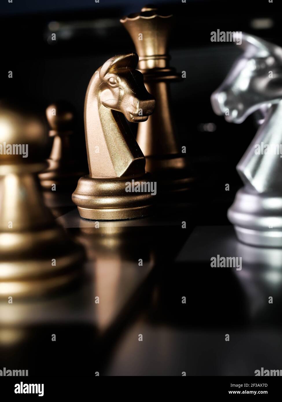 business game competitive strategy with chess board game with blur ...