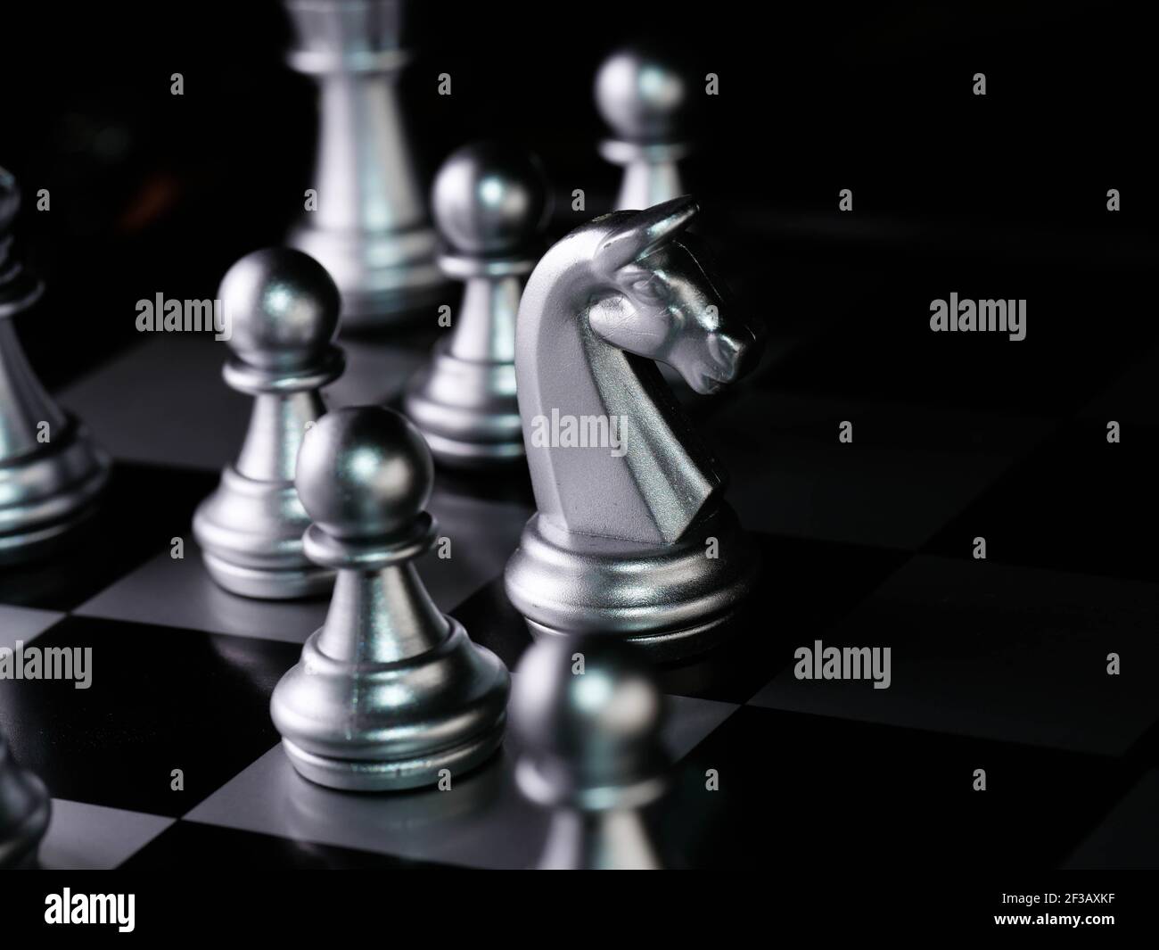 business game competitive strategy with chess board game with blur ...