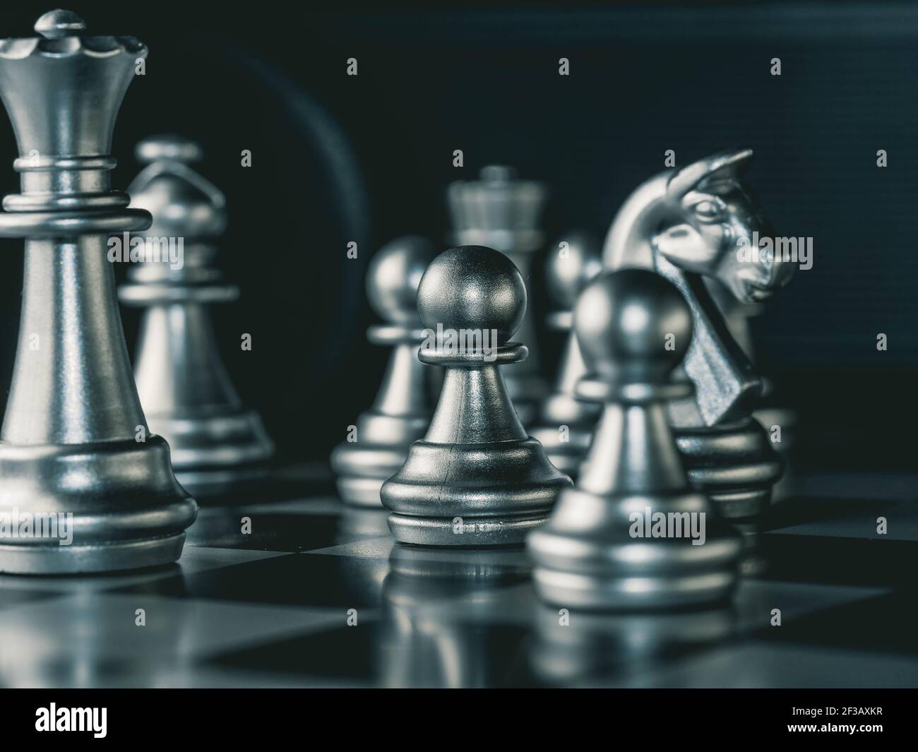 business game competitive strategy with chess board game with blur ...