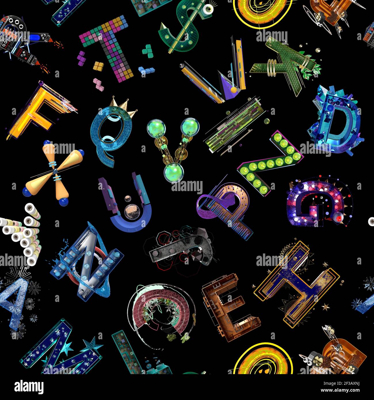 Abstract seamless alphabet pattern for textile design Stock Photo - Alamy