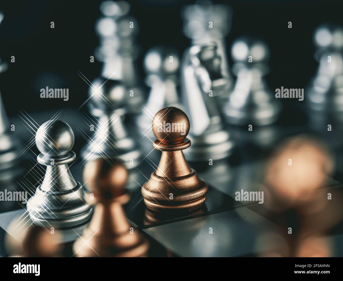business game competitive strategy with chess board game with blur ...