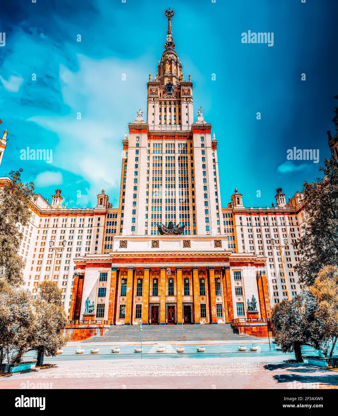The lomonosov moscow state university main building spire hi-res stock ...