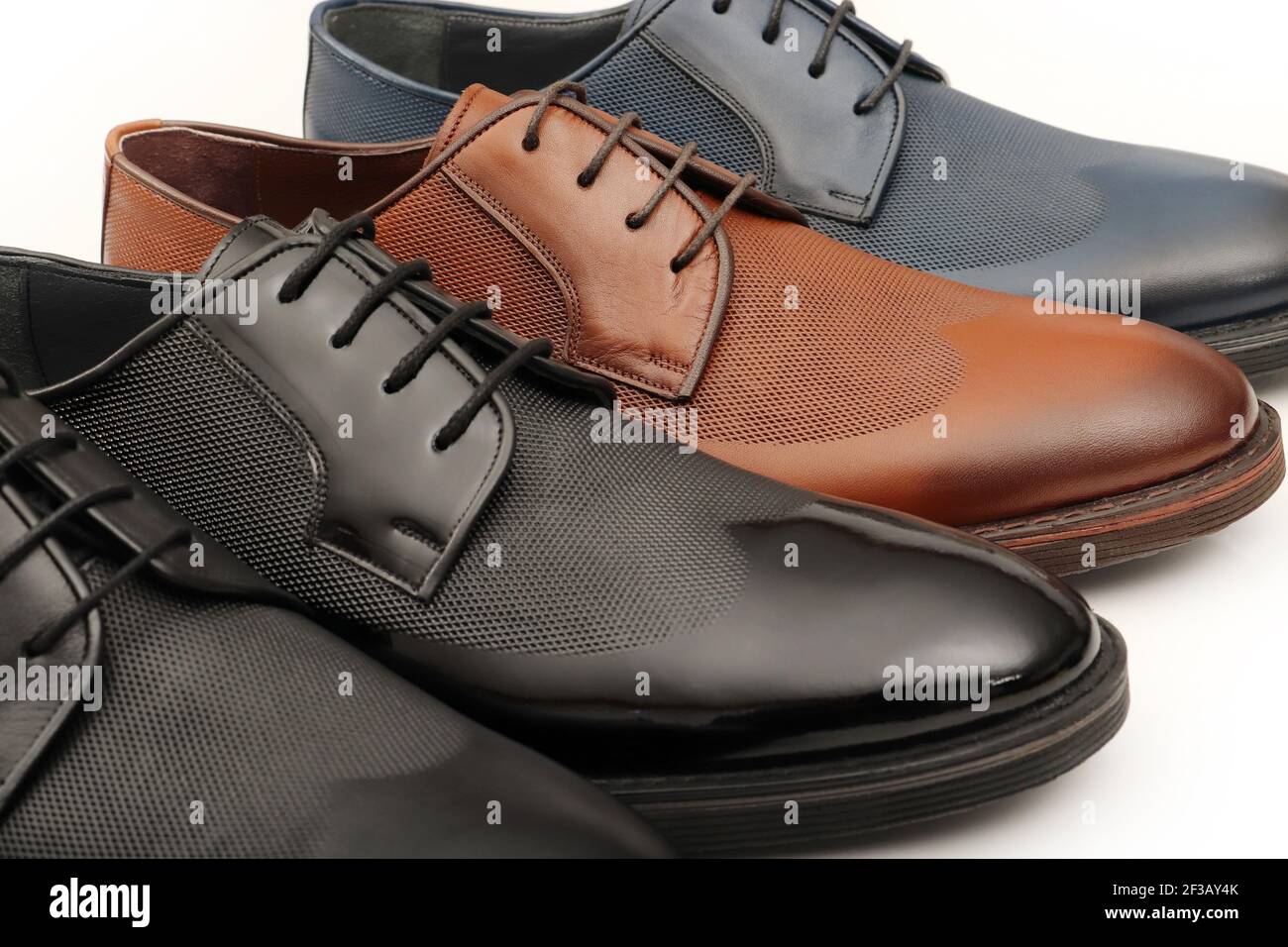 Elegant handmade leather shoes on a white background Stock Photo - Alamy