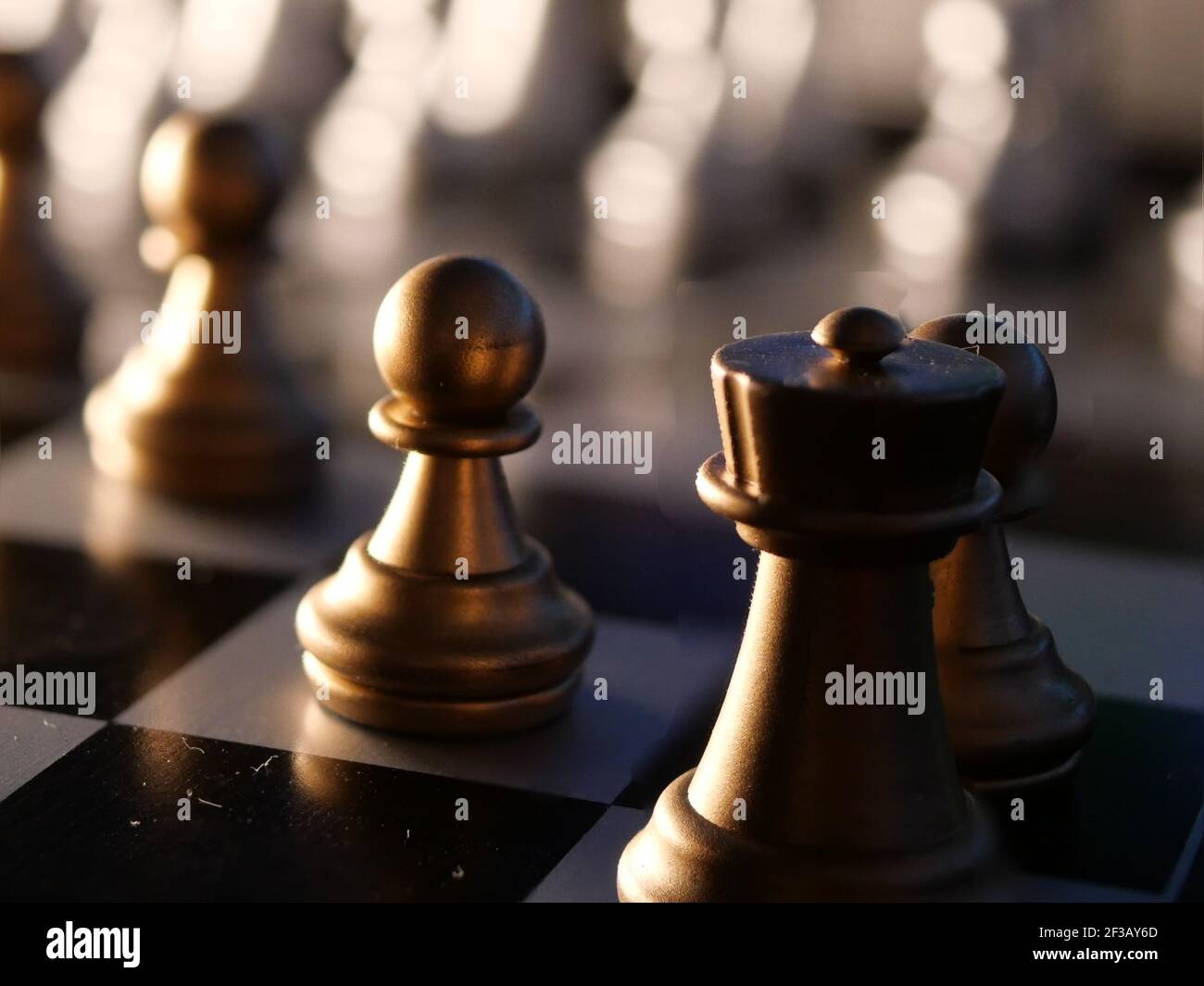 business game competitive strategy with chess board game with blur ...