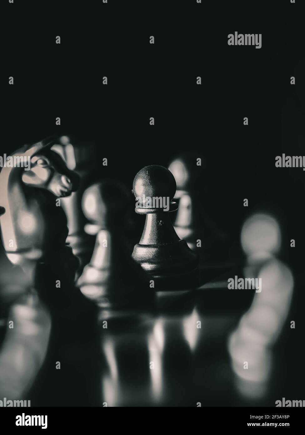 business game competitive strategy with chess board game with blur ...