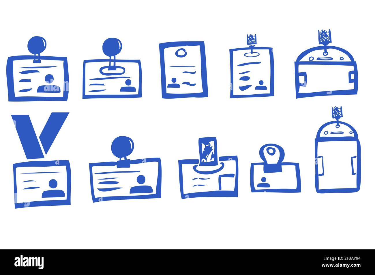 Vector Blue Simple Hand Draw Sketch, Various Model ID or identity Card ...