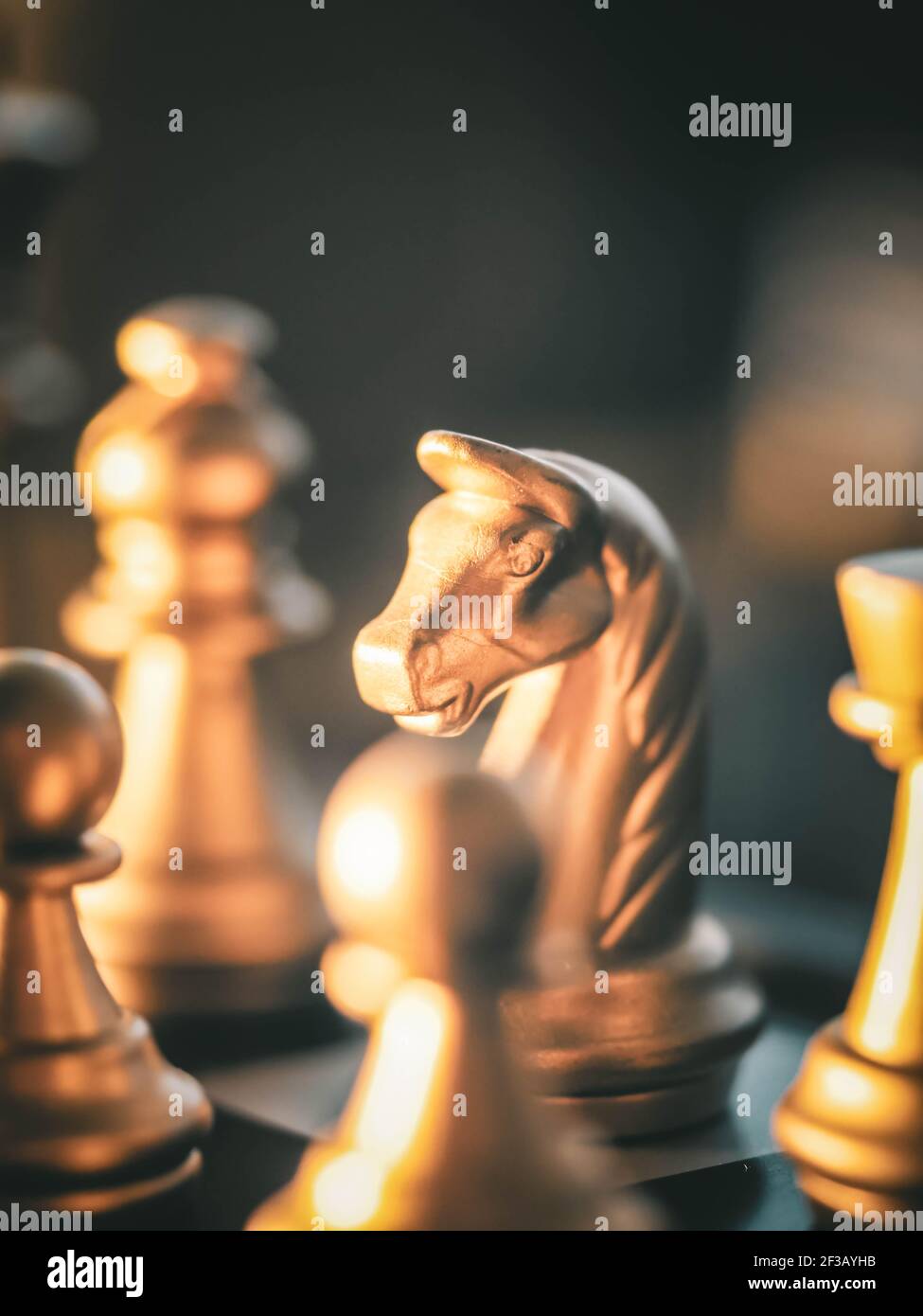 business game competitive strategy with chess board game with blur ...