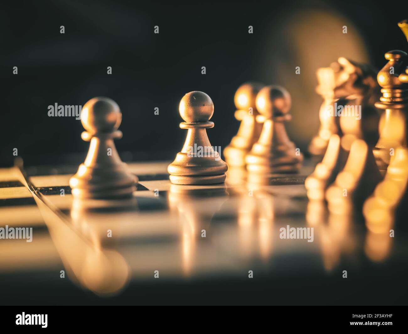 business game competitive strategy with chess board game with blur ...