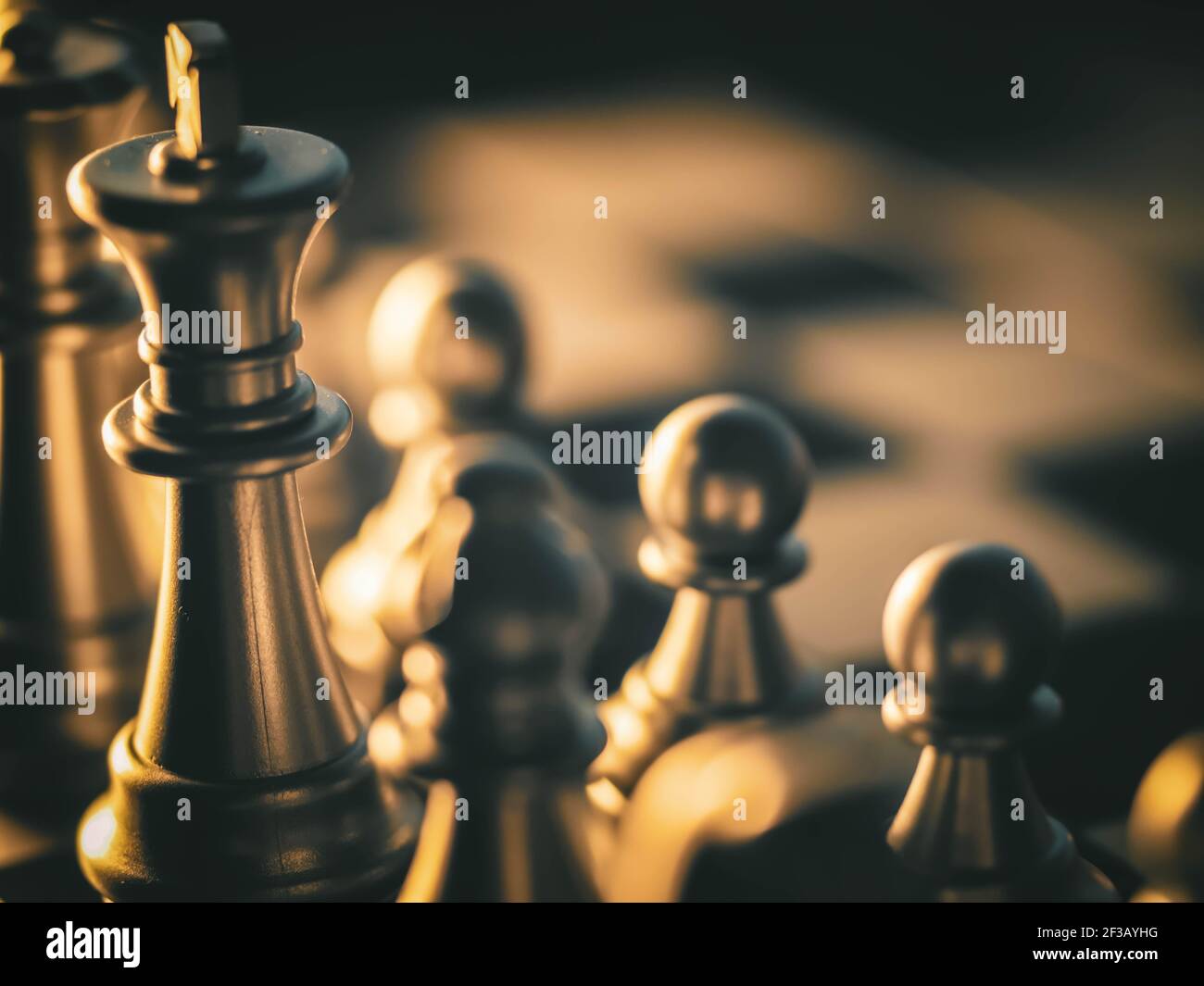 business game competitive strategy with chess board game with blur ...