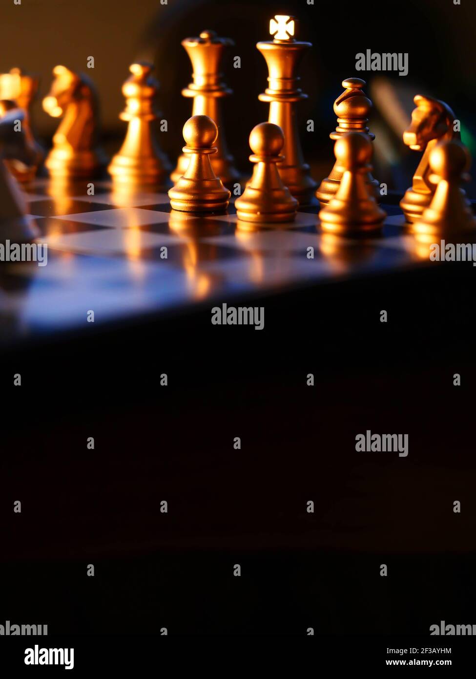 business game competitive strategy with chess board game with blur ...