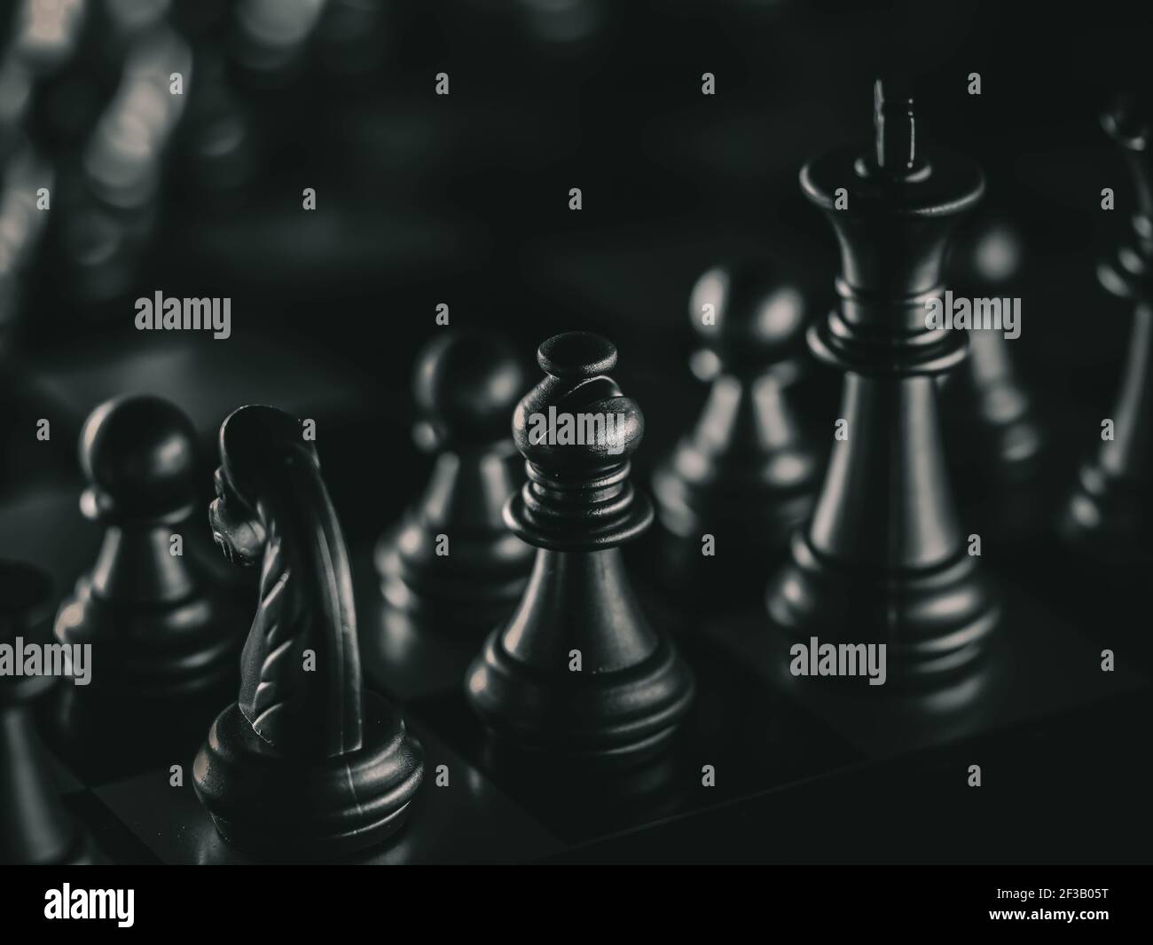 business game competitive strategy with chess board game with blur ...