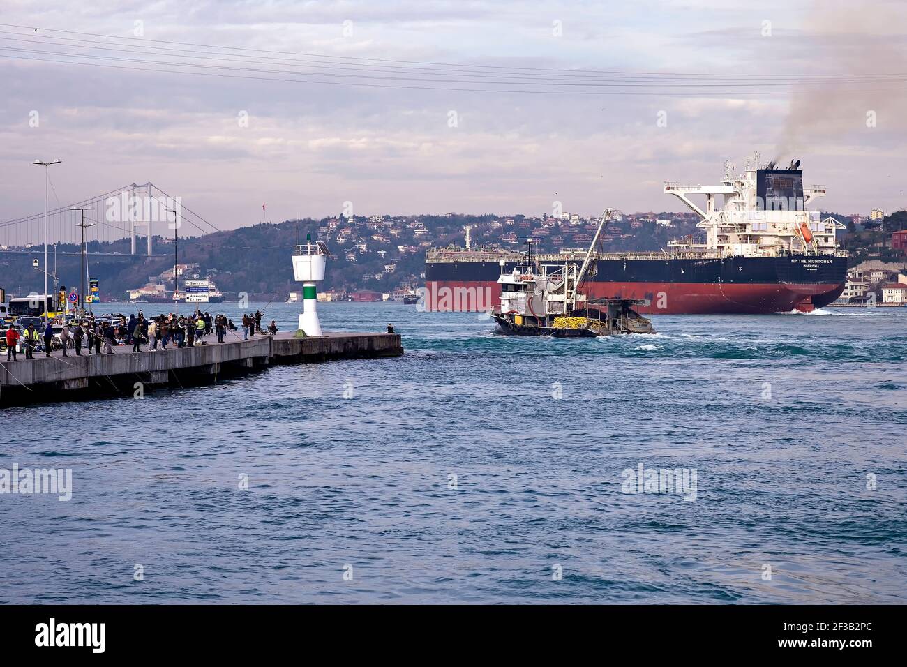 istanbul, Turkey - 13 March 2021 : Cargo ship crossing over the ...