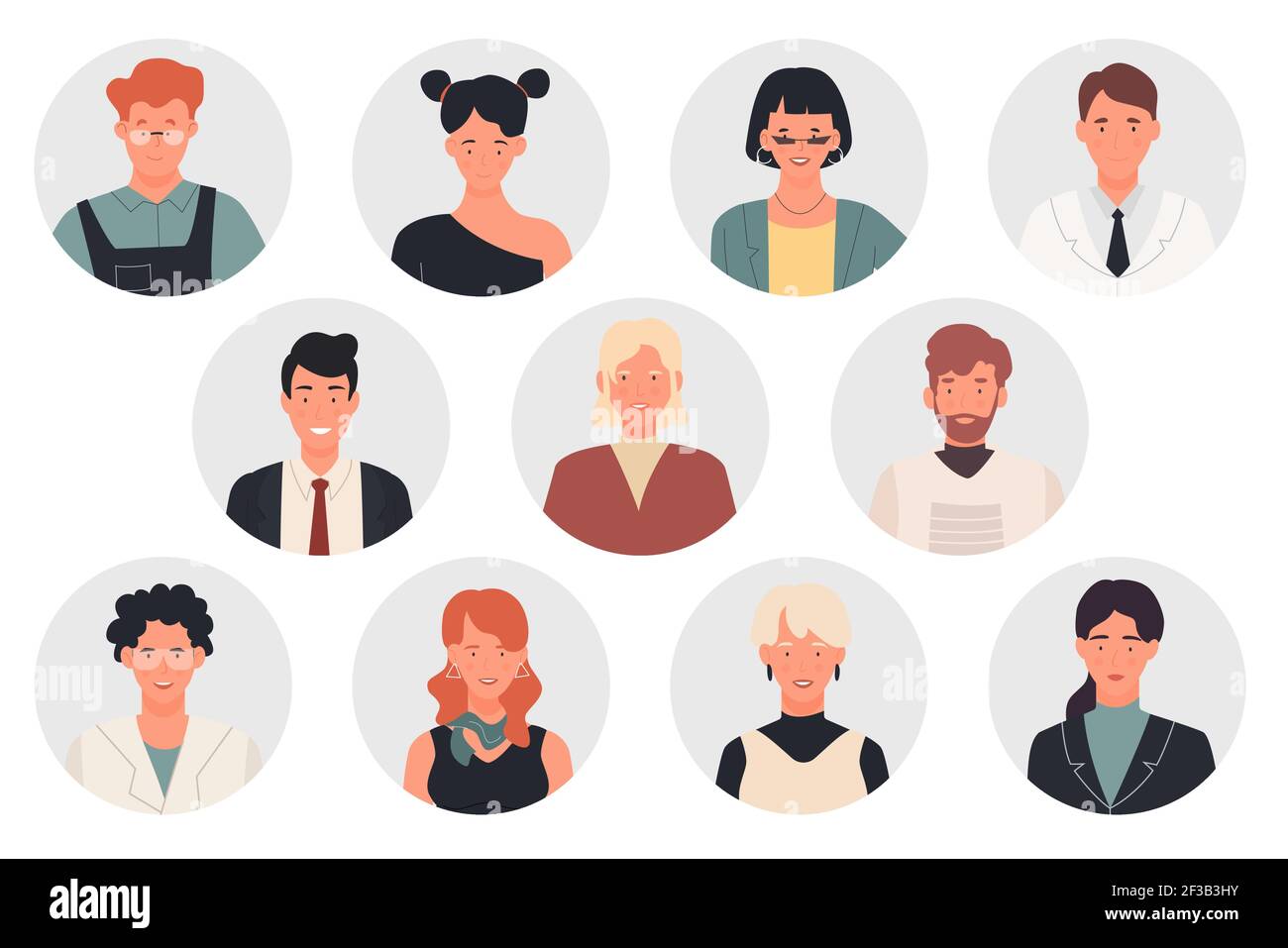 People profile avatars of different professions, man woman professional ...