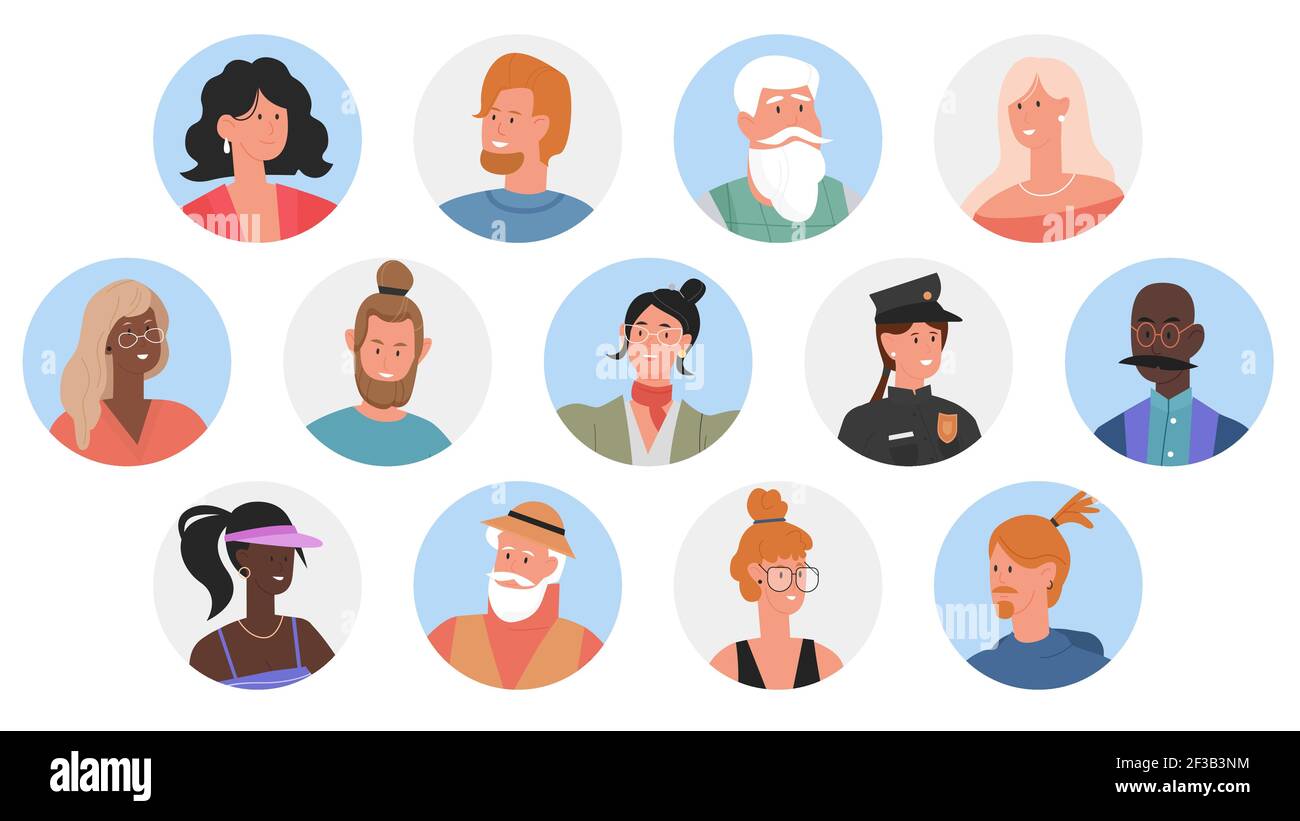 People profile avatars of different professions, man woman professional ...