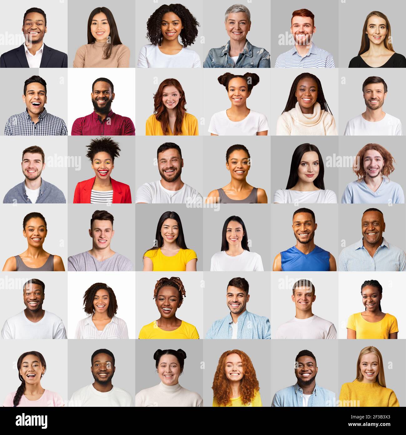 Faces Of Multicultural Young People On Light Gray Backgrounds, Collage ...