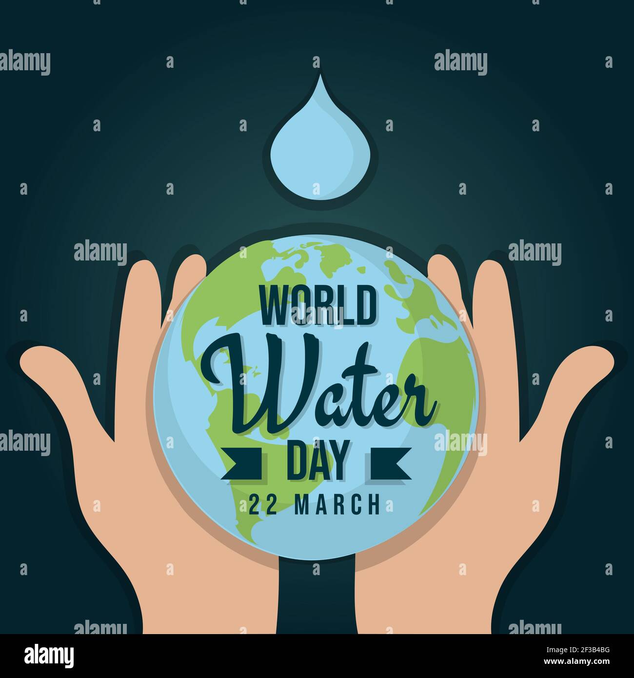 World Water Day 22 March poster, Globe in hand illustration vector ...