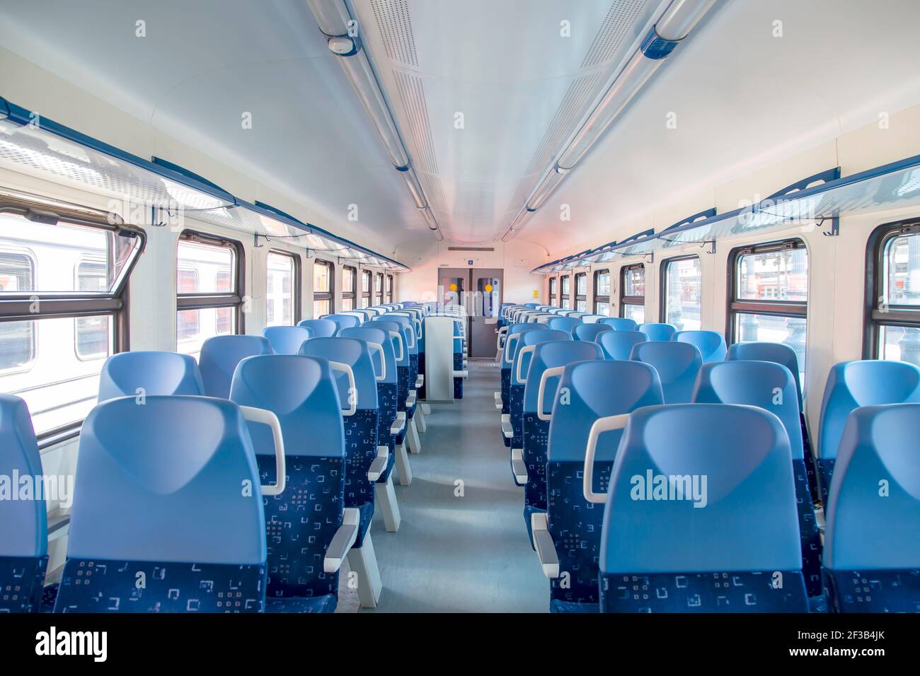 Interior of a suburban train express, Moscow, Russia Stock Photo - Alamy