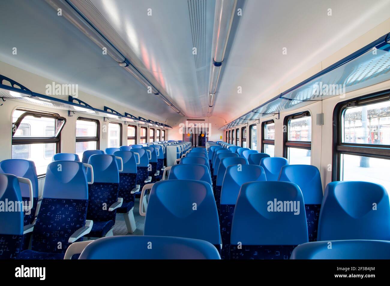 Interior of a suburban train express, Moscow, Russia Stock Photo - Alamy