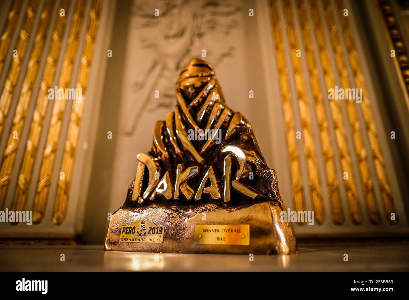 Dakar winner trophy during the 2019 Dakar press conference on november ...