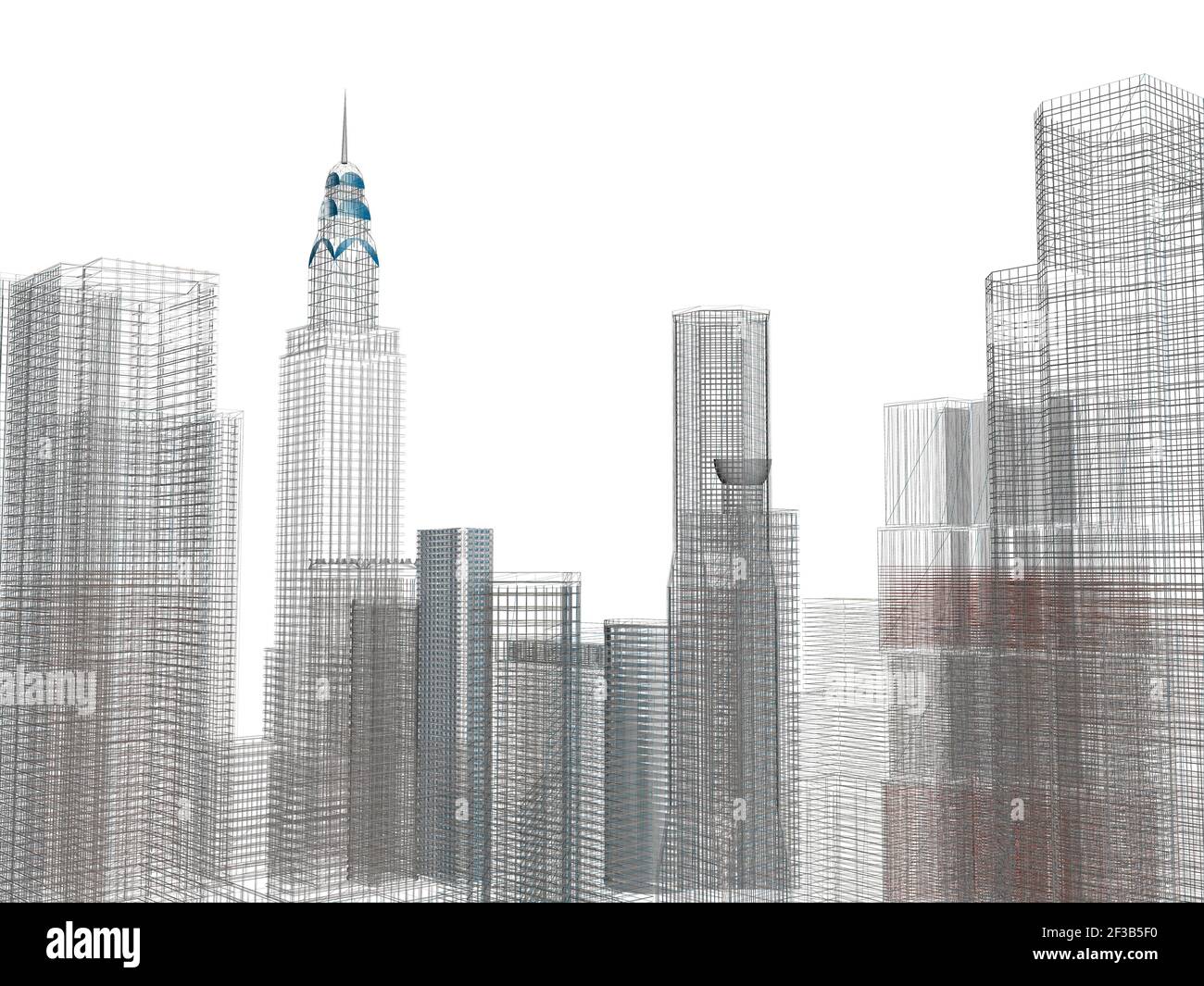 Abstract wireframe of city with skyscrapers. 3D. Vector illustration ...