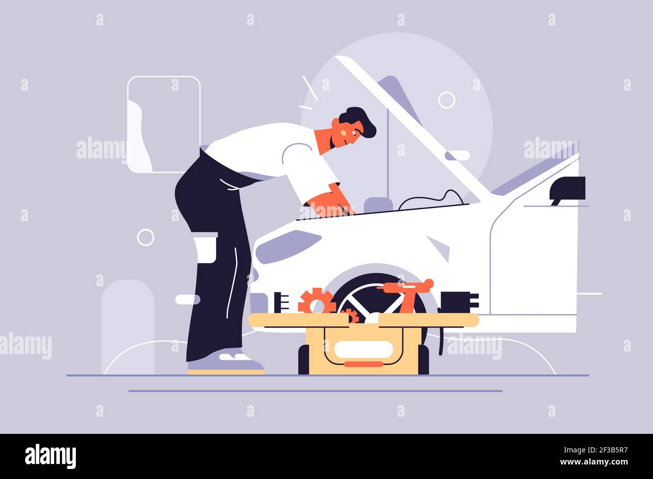 Man fixing car by himself Stock Vector Image & Art - Alamy