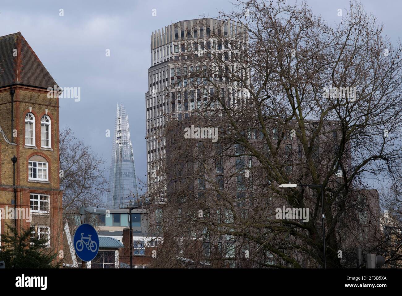 The Shard seen from a distance near surrounding buildings in Borough on ...