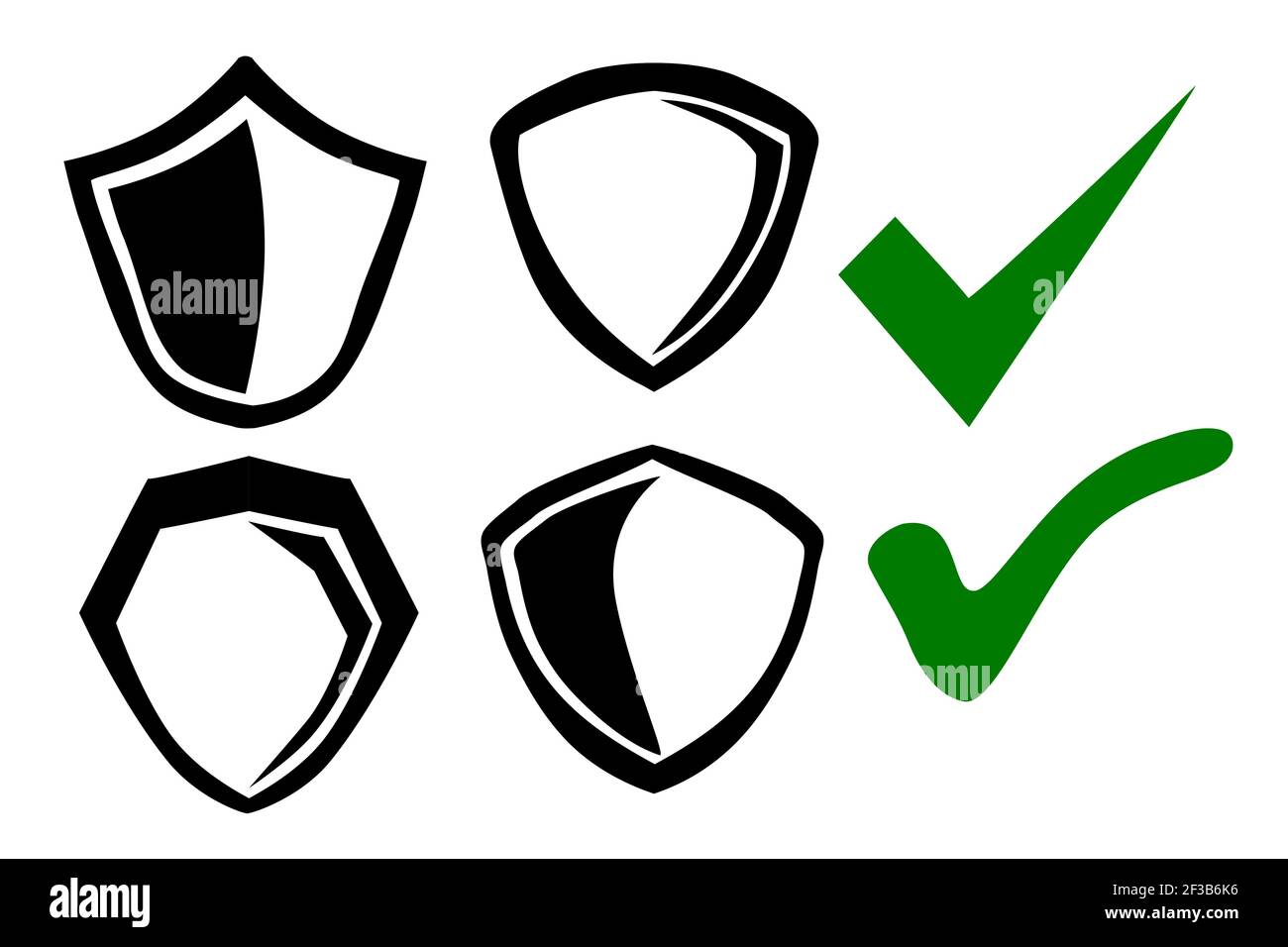 Shield or protection true and false symbol, Simple Vector Doodle hand ...