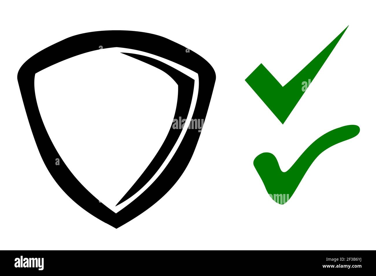 Shield or protection true and false symbol, Simple Vector Doodle hand ...