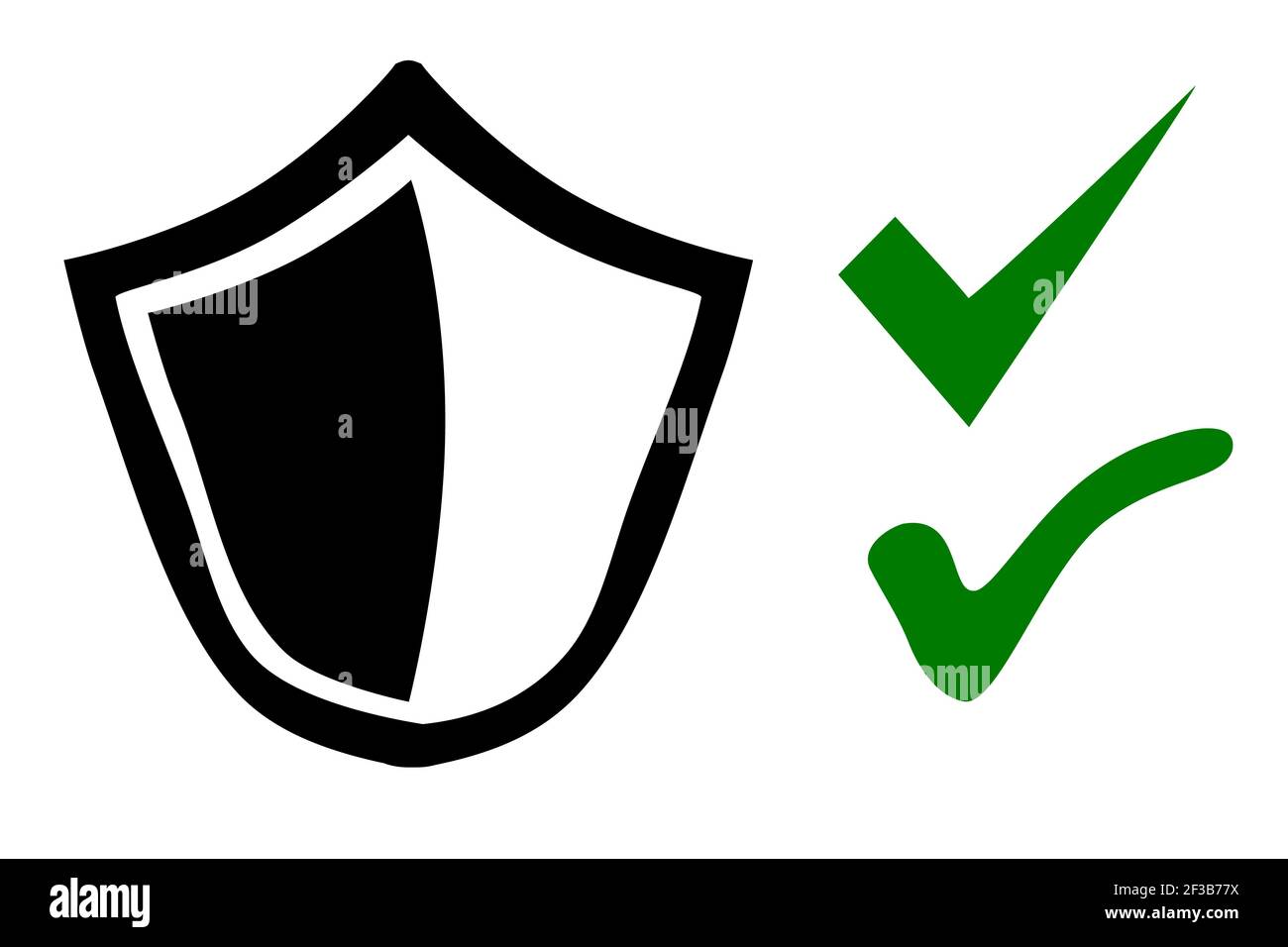 Shield or protection true and false symbol, Simple Vector Doodle hand ...