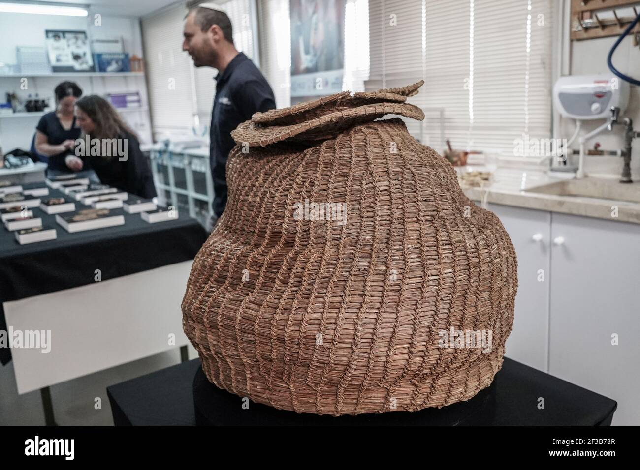 Jerusalem, Israel. 16th March, 2021. Archaeologists display a huge ...