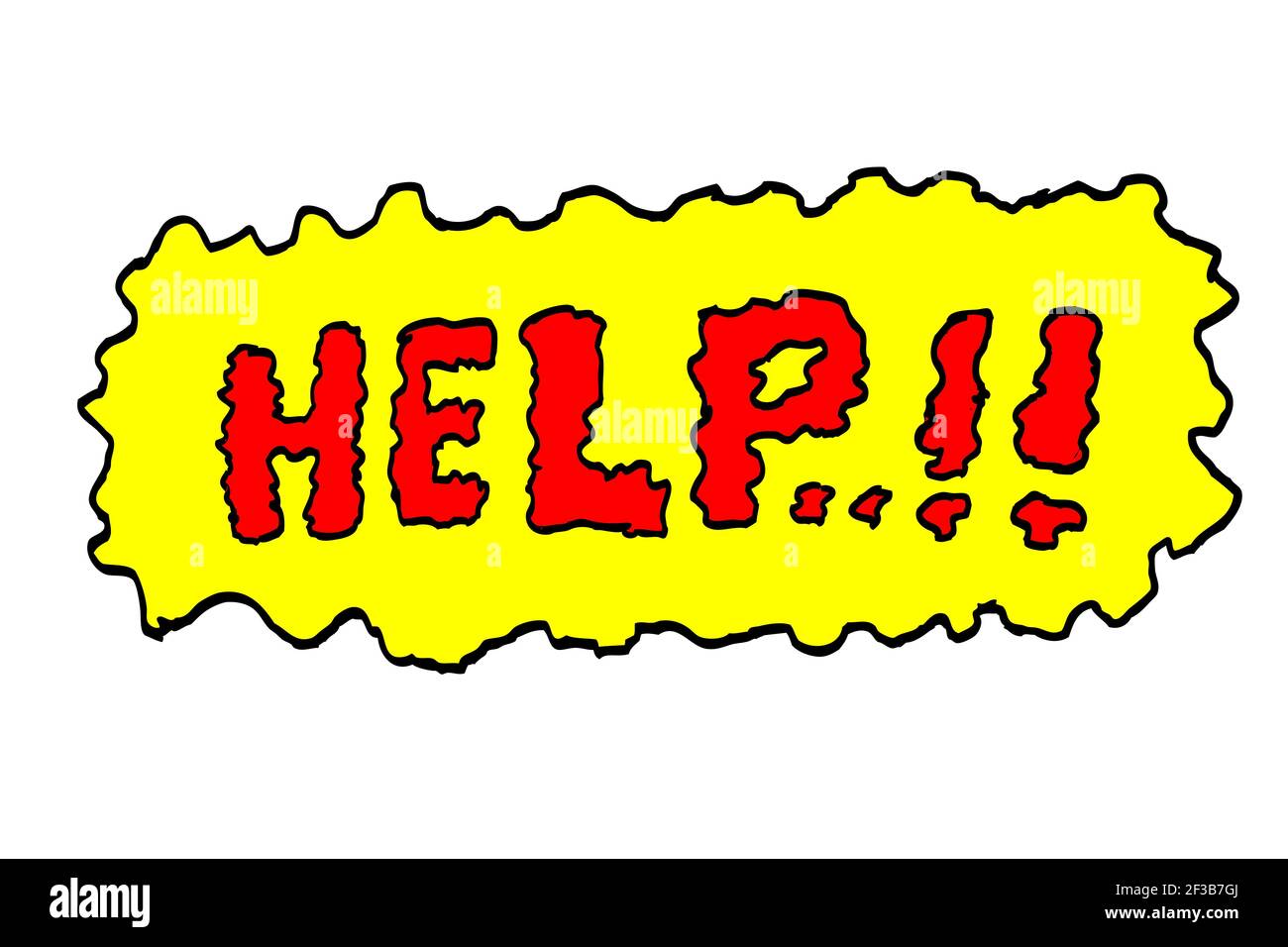 Hand Draw Sketch Asking for Help Red and Yellow Isolated on White Stock ...