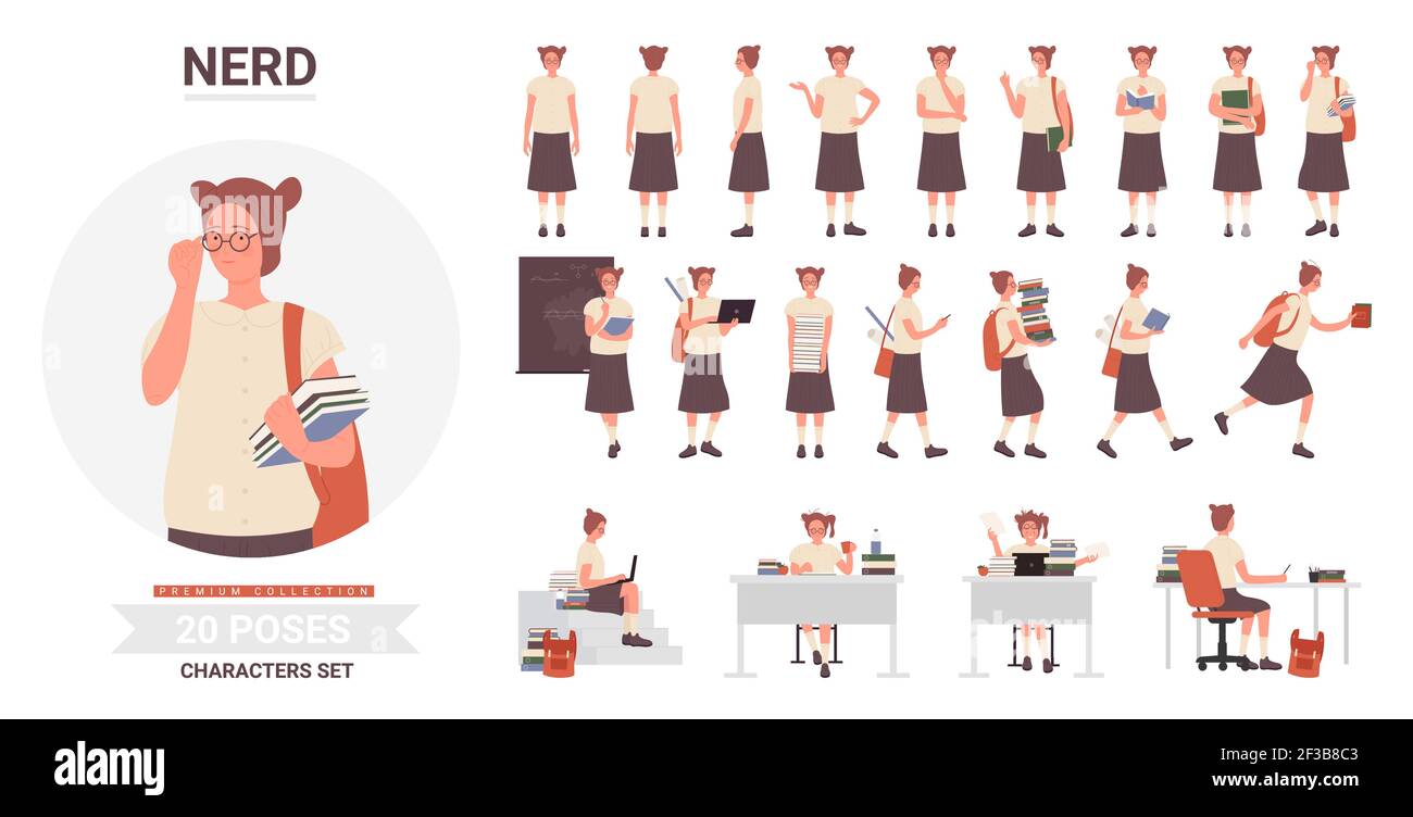 Geek girl studying Stock Vector Images - Alamy