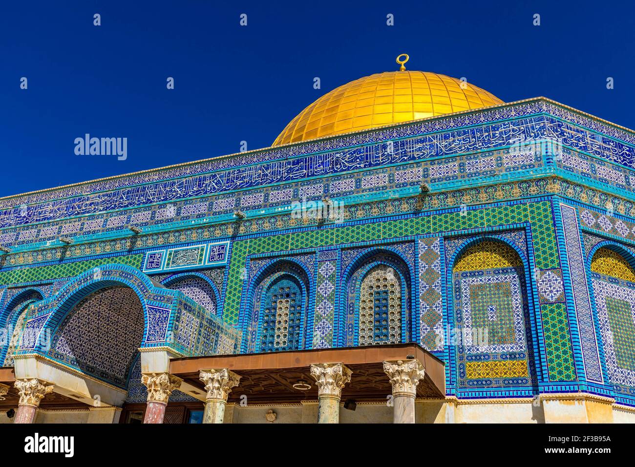 Jerusalem, Israel - October 12, 2017: Mosaic decoration of facade walls ...