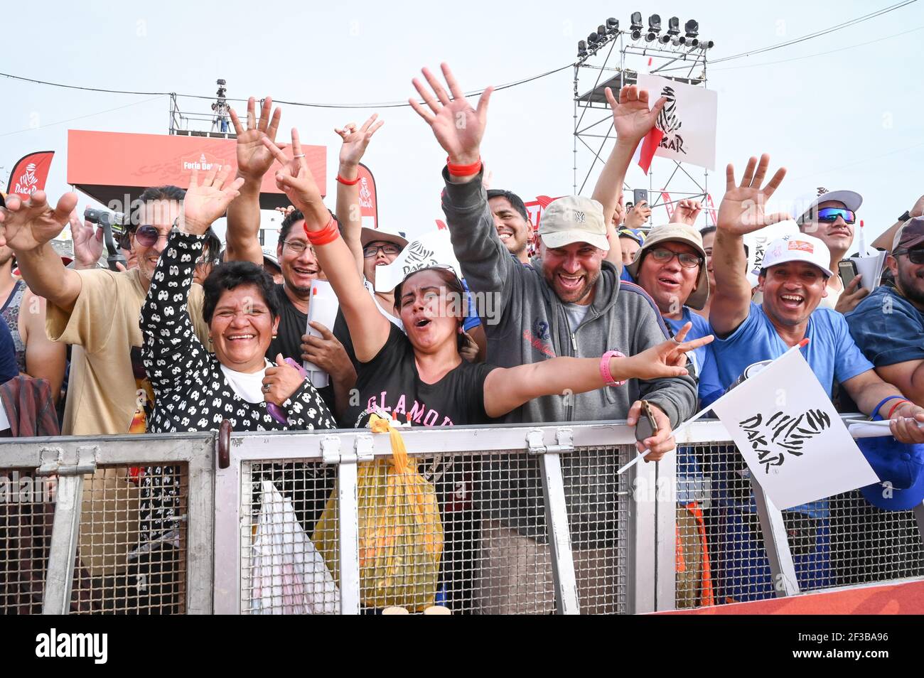 fans Supporters Public Spectators during the Dakar 2019, Start Podium, Podium de Départ, Peru ...