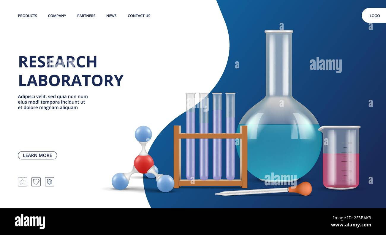 Research laboratory landing page. Pharmaceutical vector web banner ...