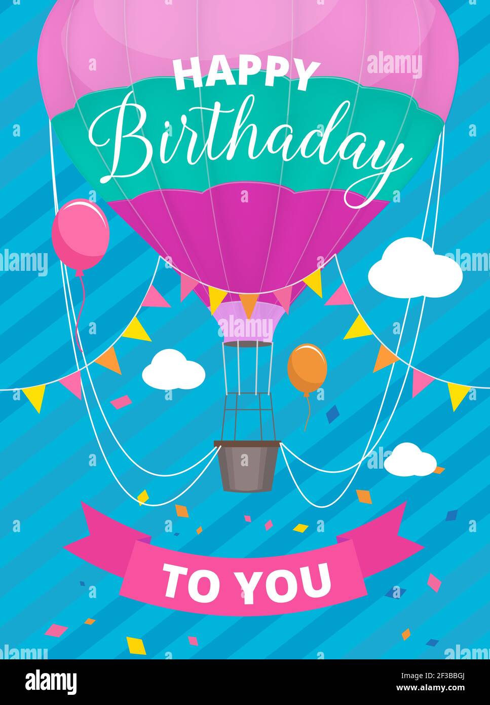 Poster air balloons. Birthday party invitation placard with colored air ...